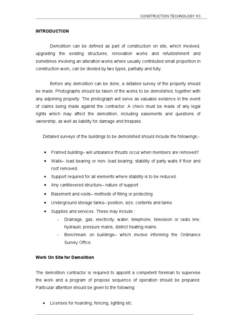 Demolition Procedures and Safety Precautions for Construction Projects ...