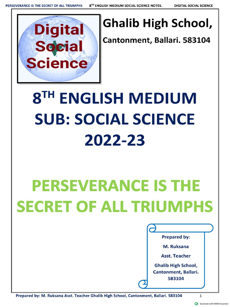 8th English Medium Social Science Notes 2022-23 | PDF