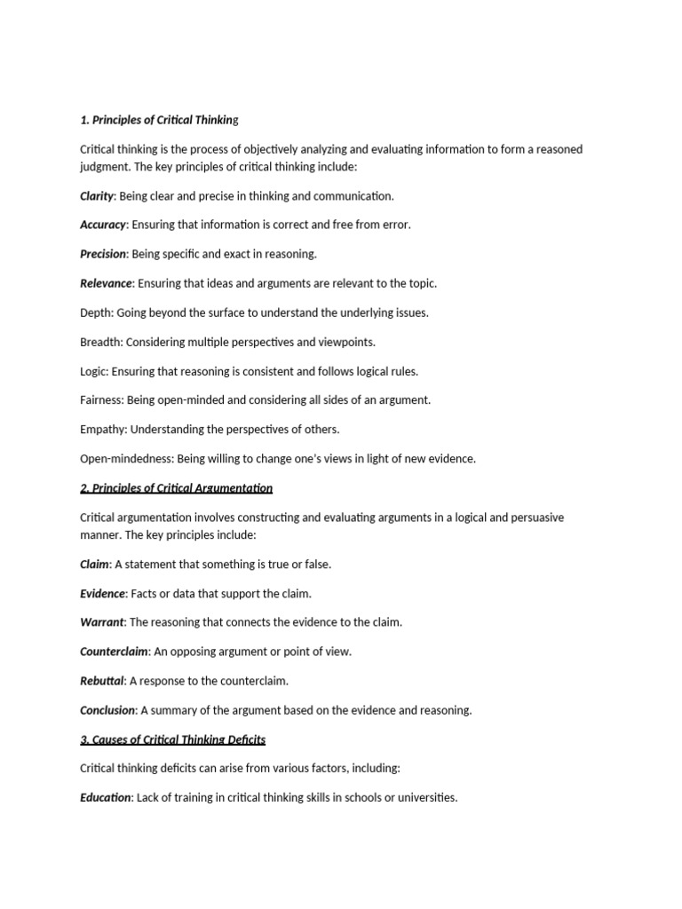 Key Principles of Critical Thinking | PDF | Critical Thinking | Thought