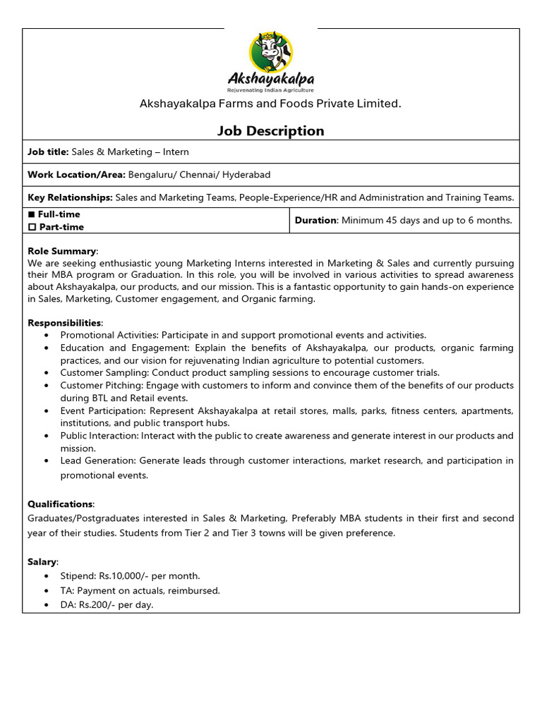 Sales & Marketing Intern - JD | PDF | Marketing | Economies