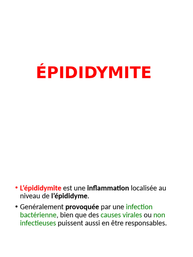 Épididymite : symptômes et traitements | PDF