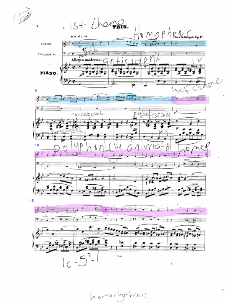 Clara_Schumann_-_Trio in G minor movement 1 exposition | PDF