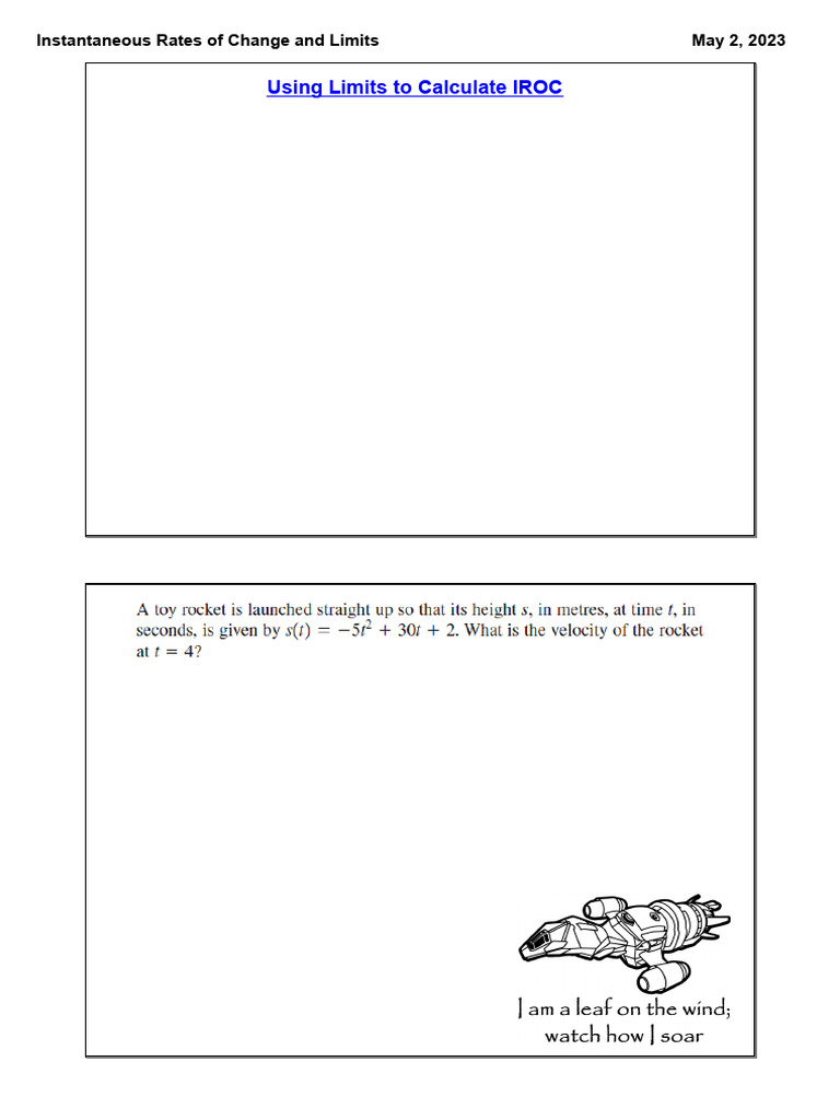 Blank - Instantaneous Rates of Change and Limits | PDF