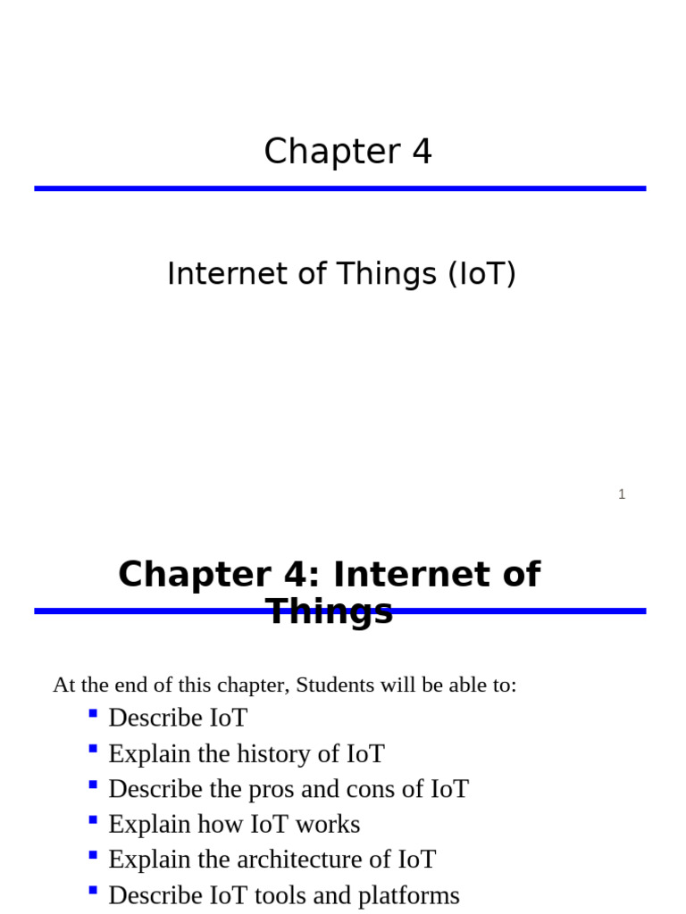 Chapter - 4 - Internet of Things (IoT) | PDF | Internet Of Things | Home Automation