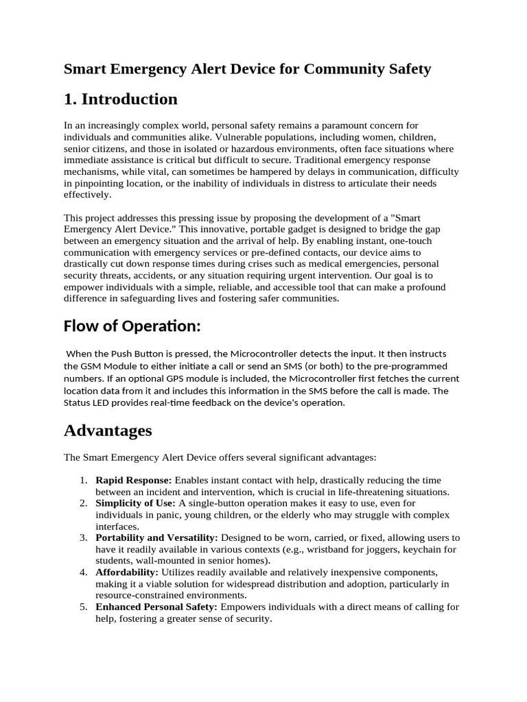 Smart Emergency Alert Device For Community Safety | PDF | Emergency ...
