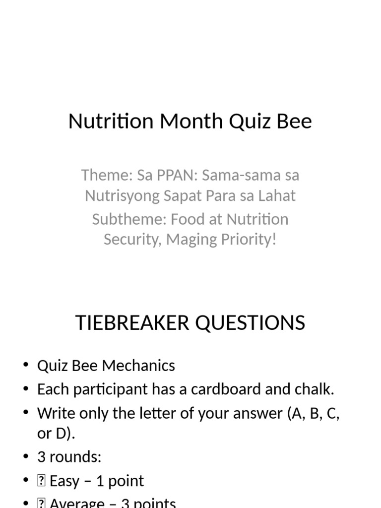 Nutrition_Month_Quiz_Bee_Presentation | PDF