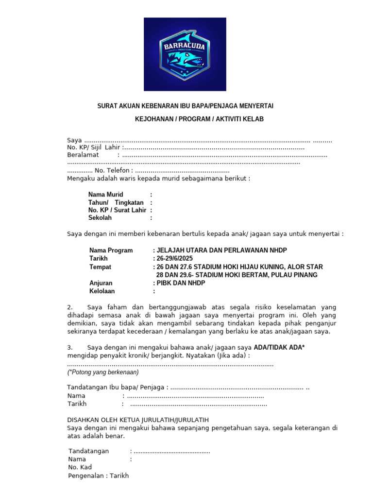 Surat Kebenaran Waris BHT Kedah Dan Perlis 2024 | PDF