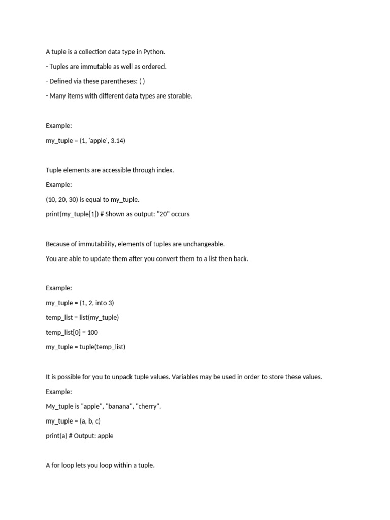 A Tuple Is A Collection Data Type in Python | PDF