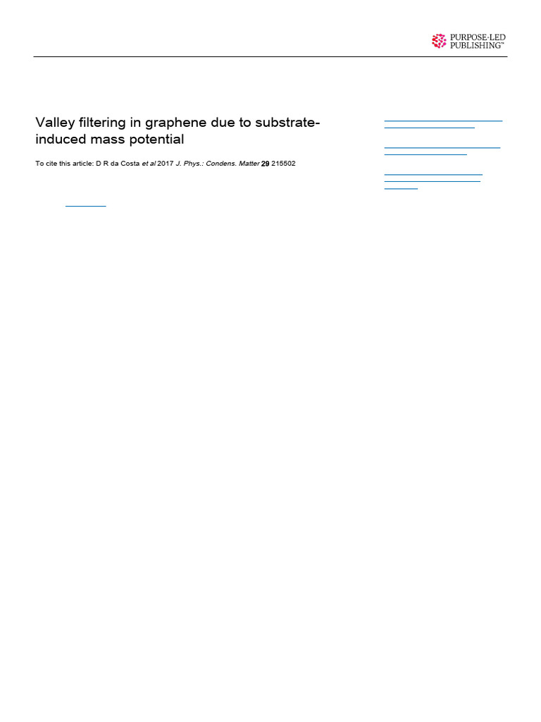2017 - Valley Filtering in Graphene Due | PDF | Graphene | Waves