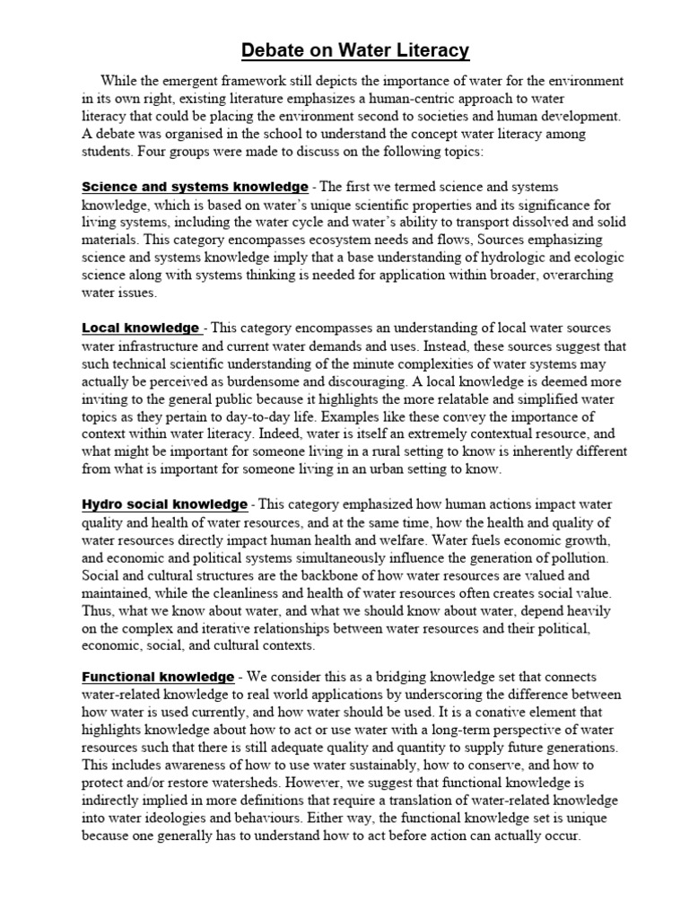 Understanding Water Literacy Concepts | PDF | Water | Science