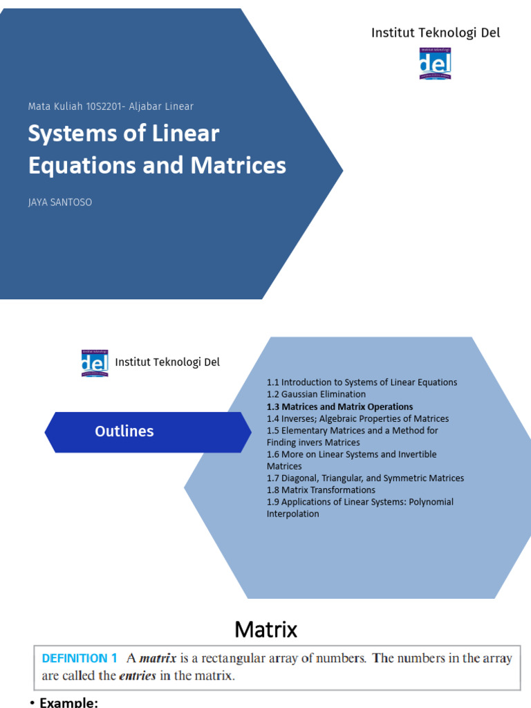 1.3 Matrices and Matrix Operations | PDF | Matrix (Mathematics) | System Of Linear Equations