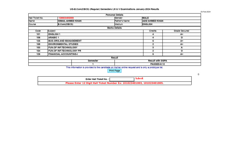 Osmania University B.Com Results 2024 | PDF | Course Credit | Student ...