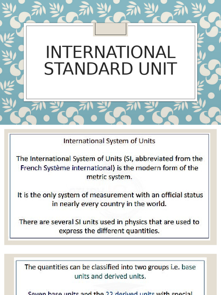 International Standard Unit Intro | PDF