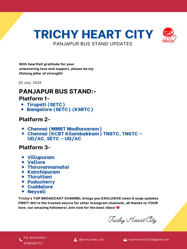 Panjapur Bus Stand Platform Details | PDF | Motor Vehicle | Public Services