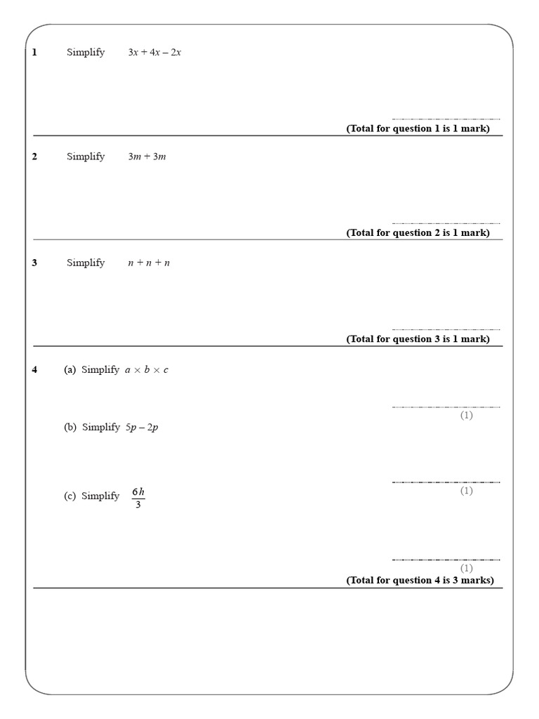 Simplifying Algebraic Expressions | PDF
