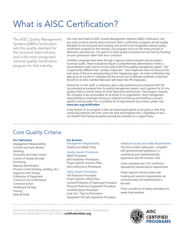 What Is Aisc Certification | PDF | Quality Management System | Audit