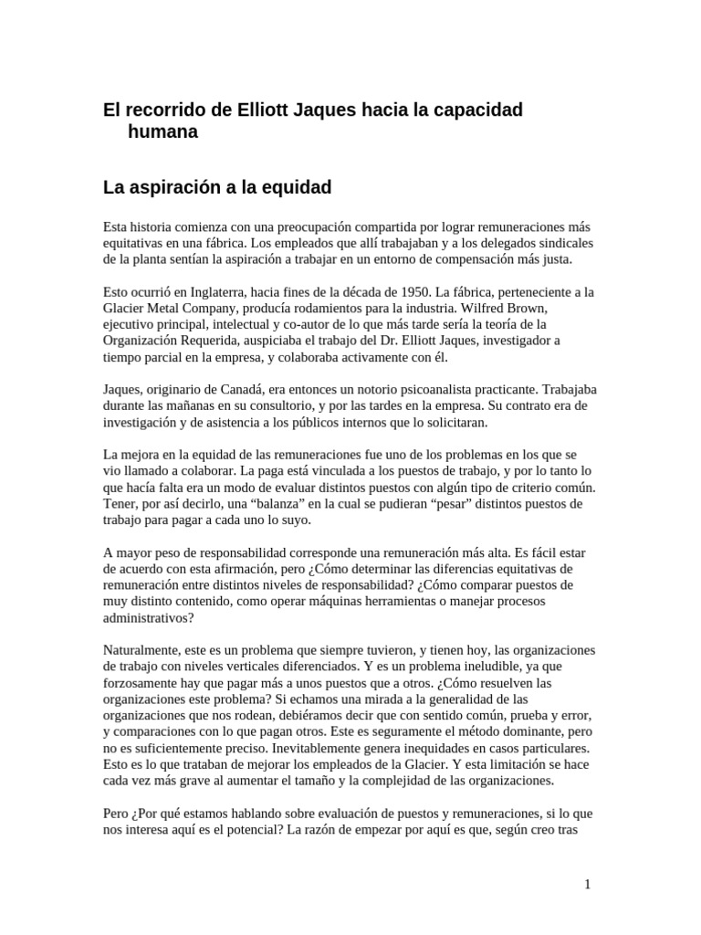 El Recorrido de Elliott Jaques Hacia La Capacidad Humana | PDF | Hora
