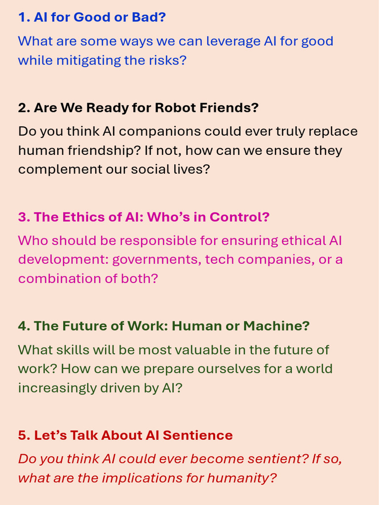 AI Discussion Topics and Questions | PDF