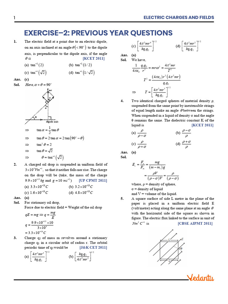 Electric Charges and Fields Exercises | PDF | Electric Field | Force