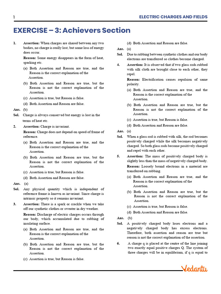 Electric Charges and Fields Exercises | PDF | Force | Electric Charge
