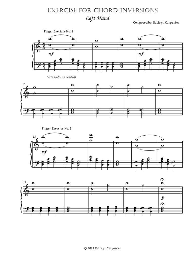 Exercise for chord inversions Left Hand | PDF