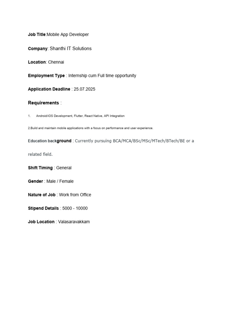 Shanthi IT App Developer | PDF