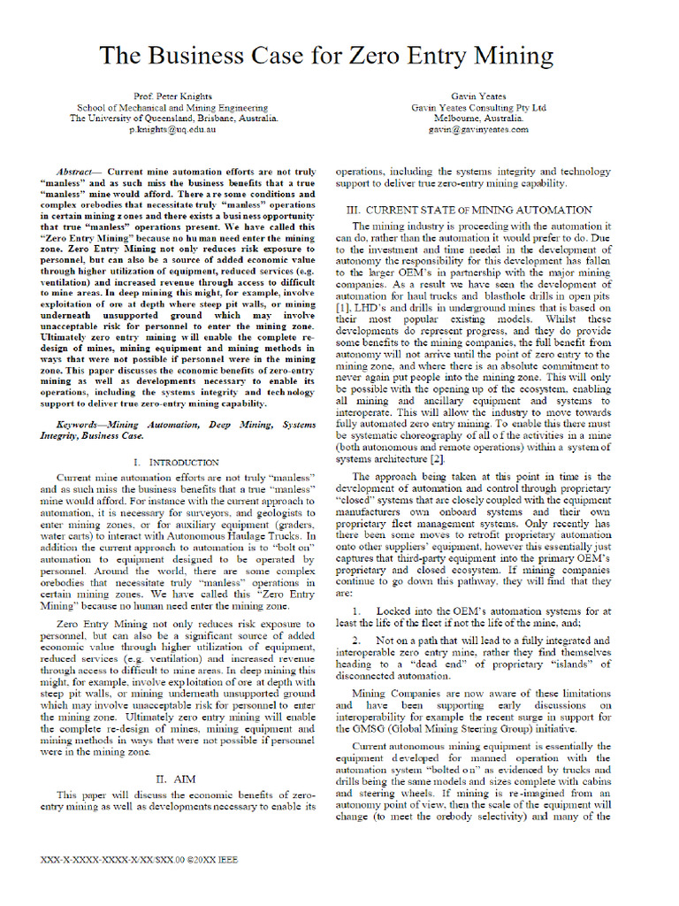 The Business Case For Zero Entry Mining | PDF