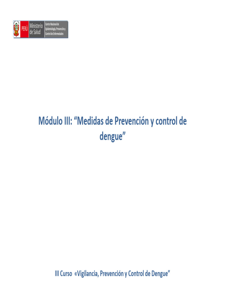 Mod Iii Tema I Modelo de Intervencion Prevencion y Control Dengue | PDF | Asistencia sanitaria ...