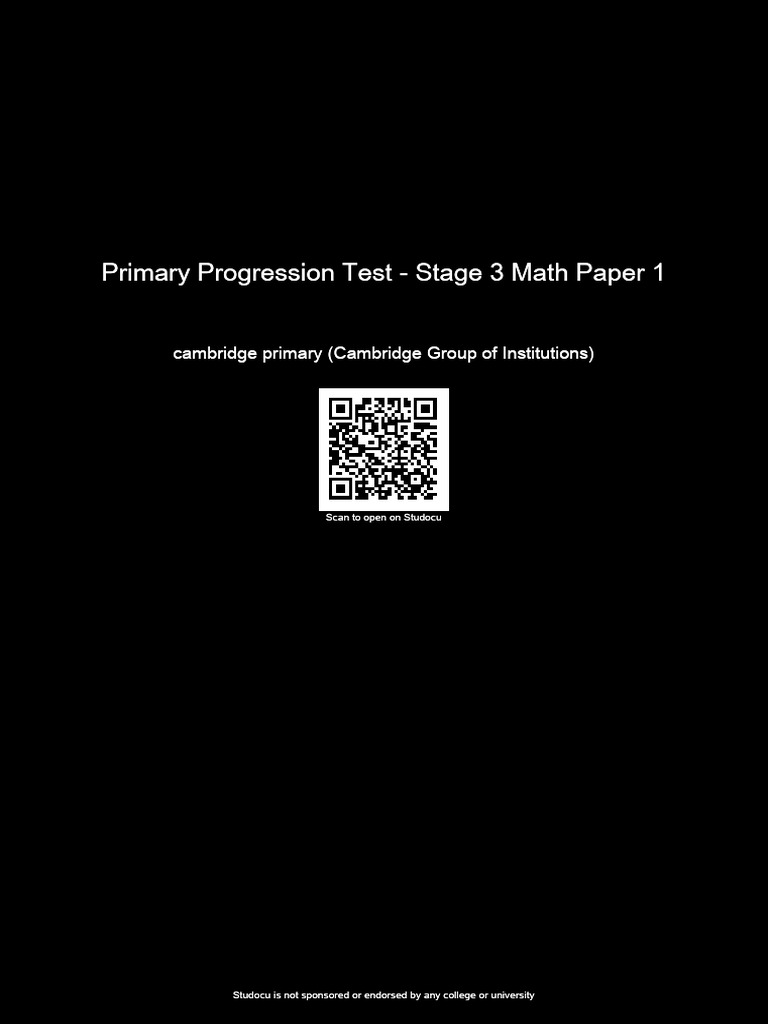Primary Progression Test Stage 3 Math Paper 1 (1) | PDF | Litre