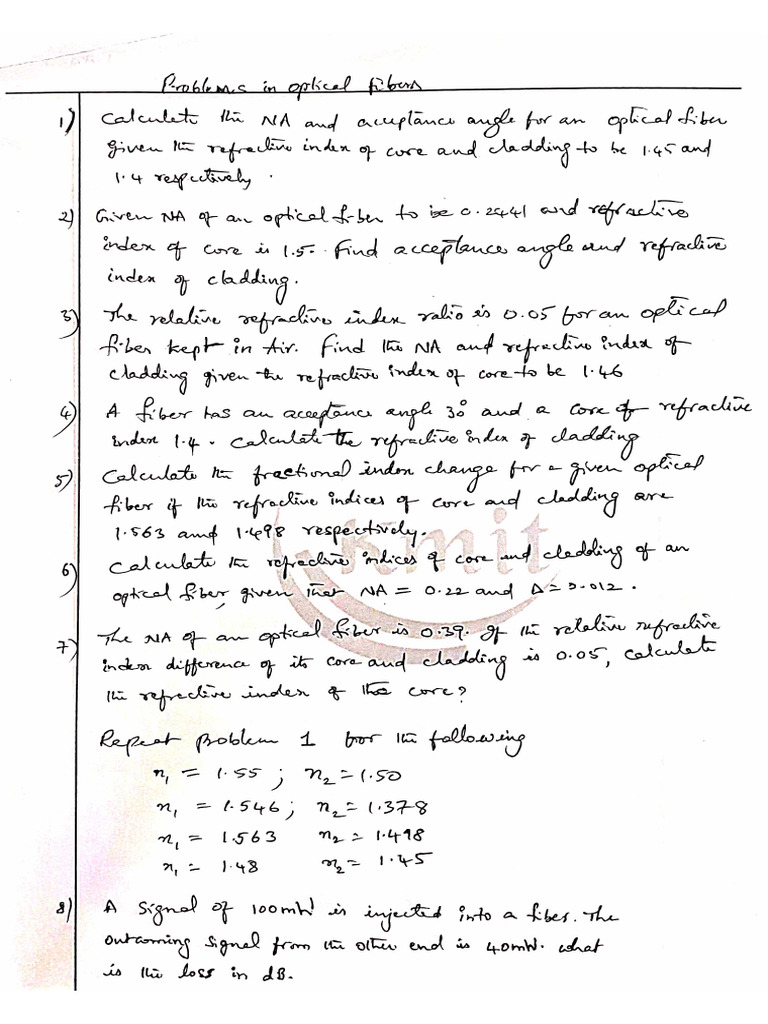 Optical Fiber Problems List - 241211 - 111427 | PDF