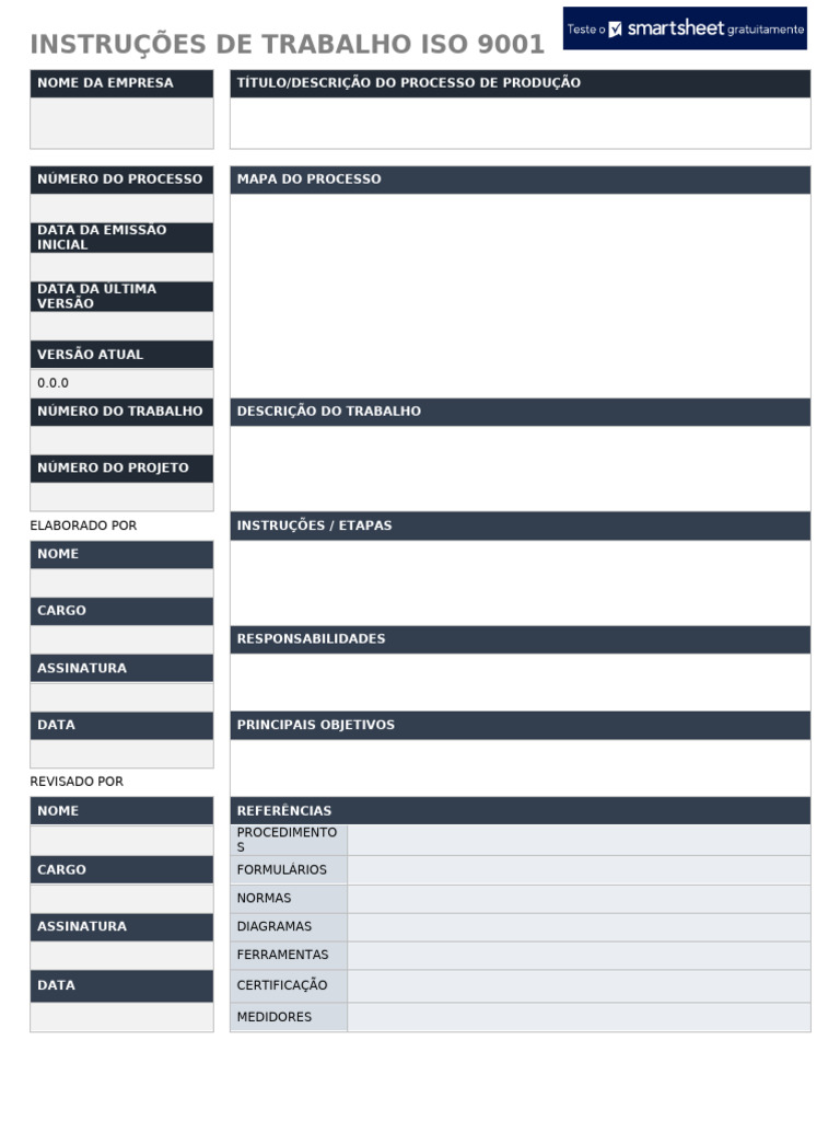 IC ISO 9001 Work Instruction Template 9463 WORD PT | PDF
