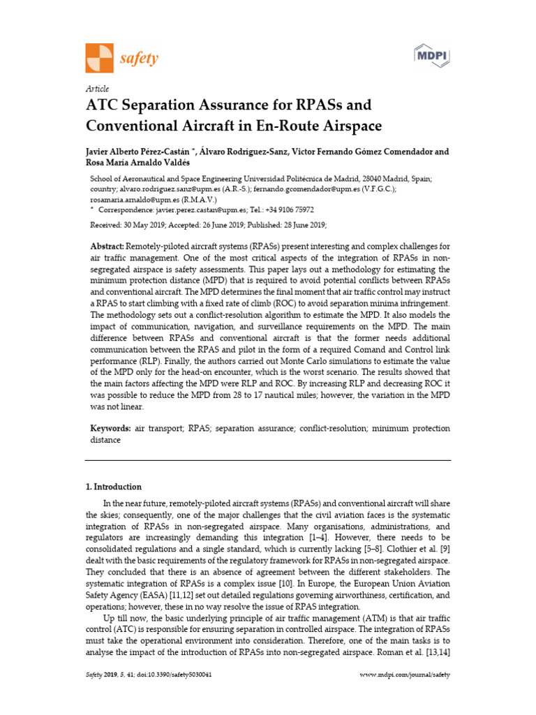 ATC Separation Assurance for RPASs and Conventiona | PDF | Air Traffic ...