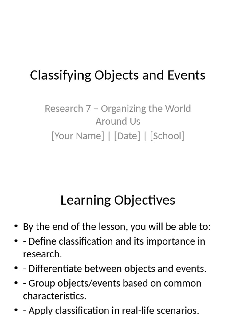 Classifying Objects and Events Research7 | PDF | Statistical ...