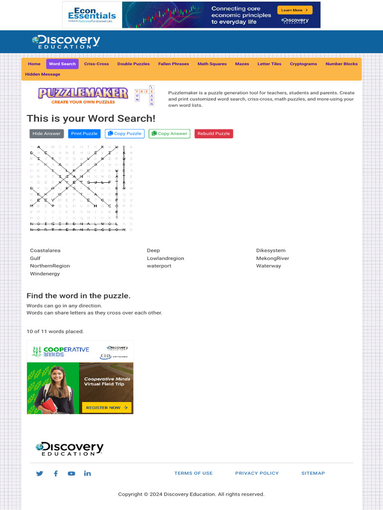 Word Search Puzzle Discovery Education Puzzlemaker 2 | PDF