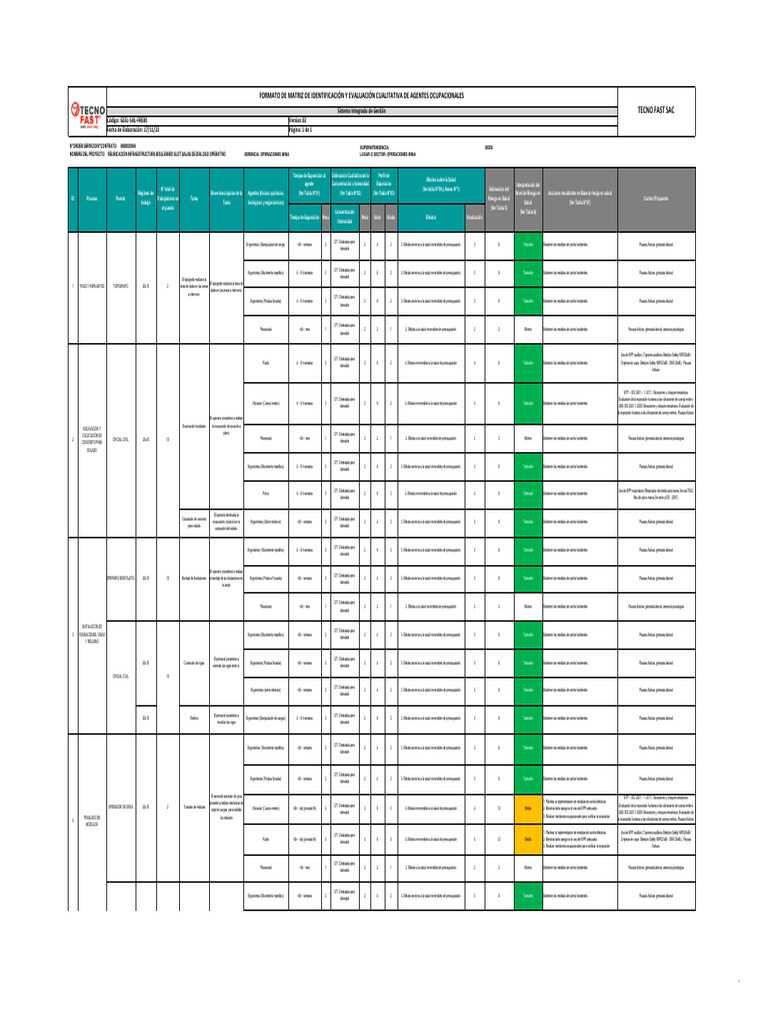 GSSL-SAL-FR030 _ Matriz Agentes Ocupacionales | PDF