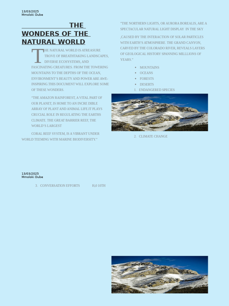 The Wonders of the Natural World | PDF