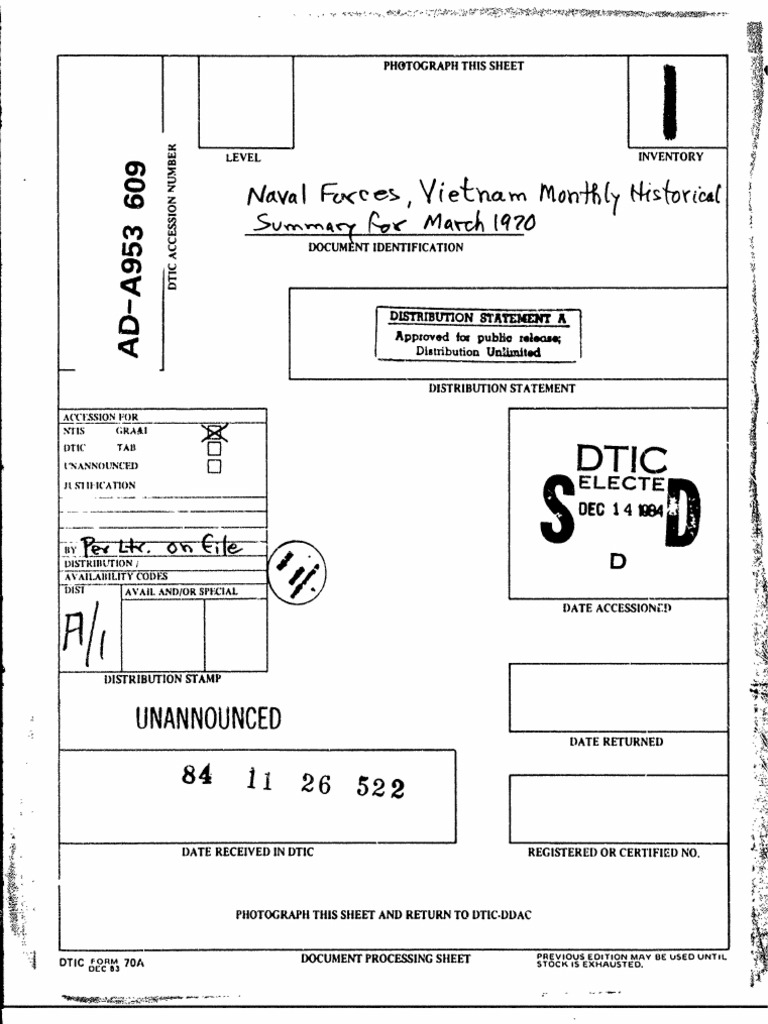 U. S. Naval Forces Vietnam Monthly Historical Summary Mar 1970 | PDF ...