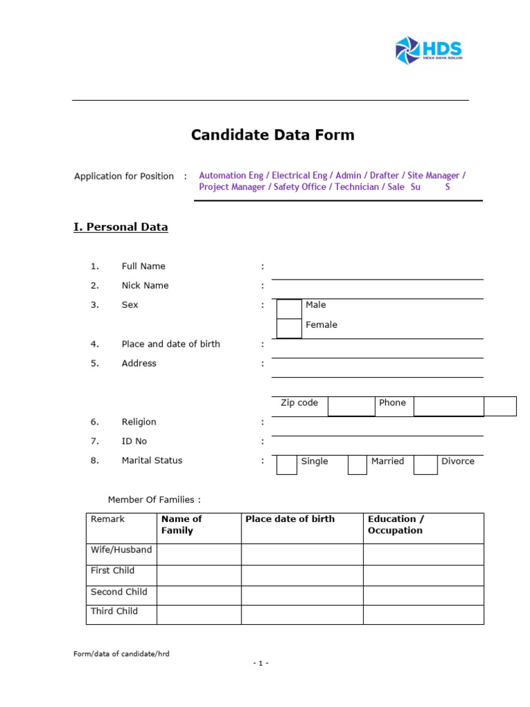 Candidate Application Form | PDF