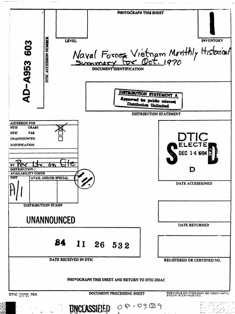 U. S. Naval Forces Vietnam Monthly Historical Summary Oct 1970 | PDF ...
