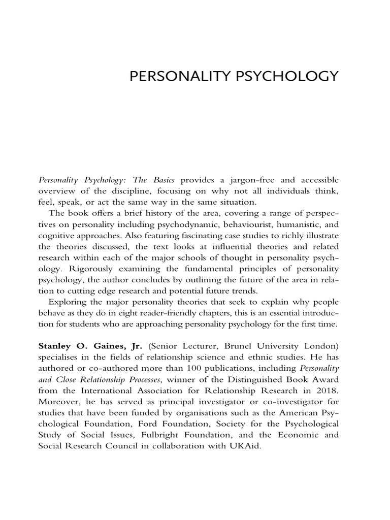 Overview of Personality Psychology | PDF | Psychology | Personality ...