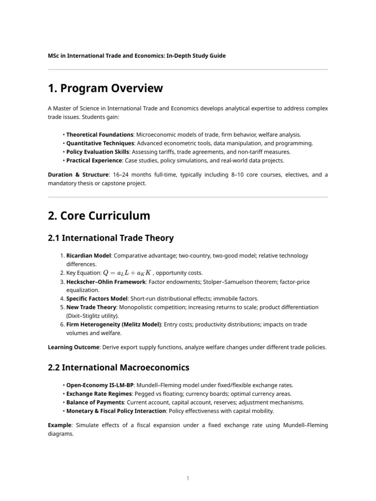MSc International Trade & Economics Guide | PDF | Economics | Non ...