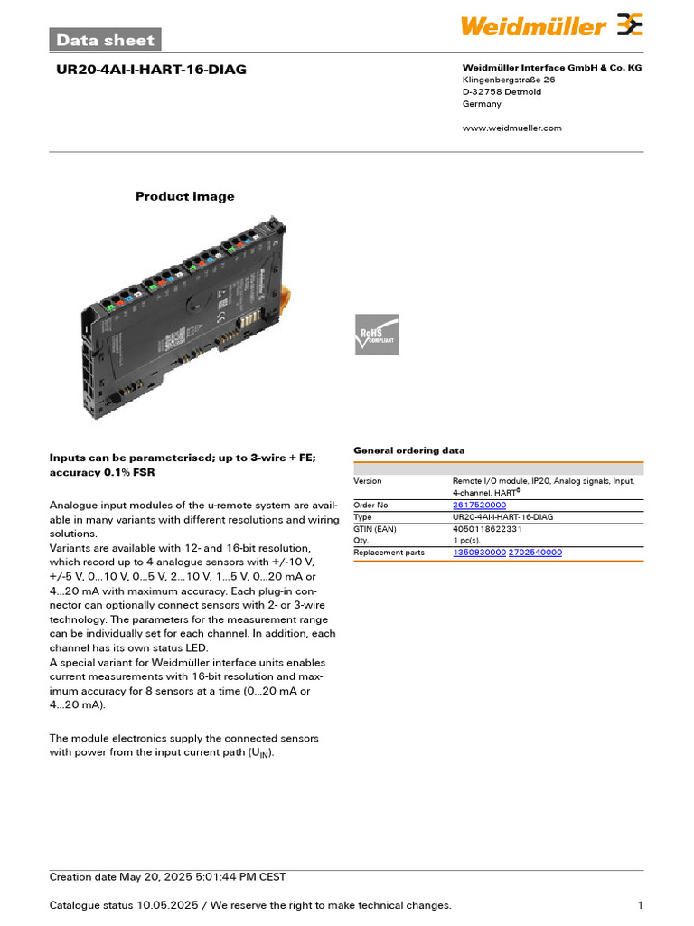 UR20 4AI I HART 16 DIAG - en | PDF | Computer Engineering | Electrical Engineering