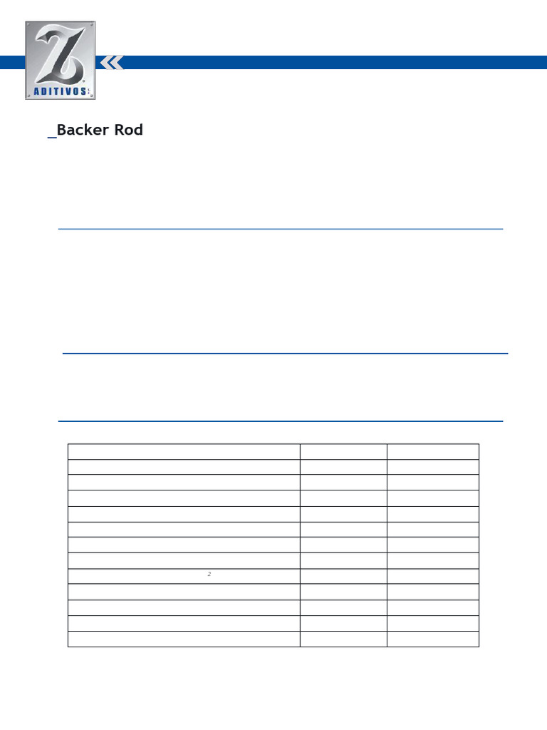 Hoja Técnica de Backer Rod | PDF | Ingeniería mecánica | Física ...