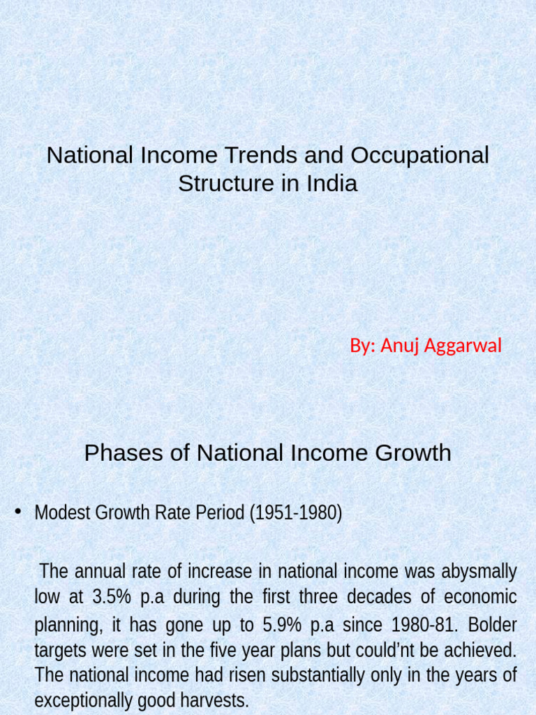 National Income and Occupation in India | PDF | Workforce | Agriculture