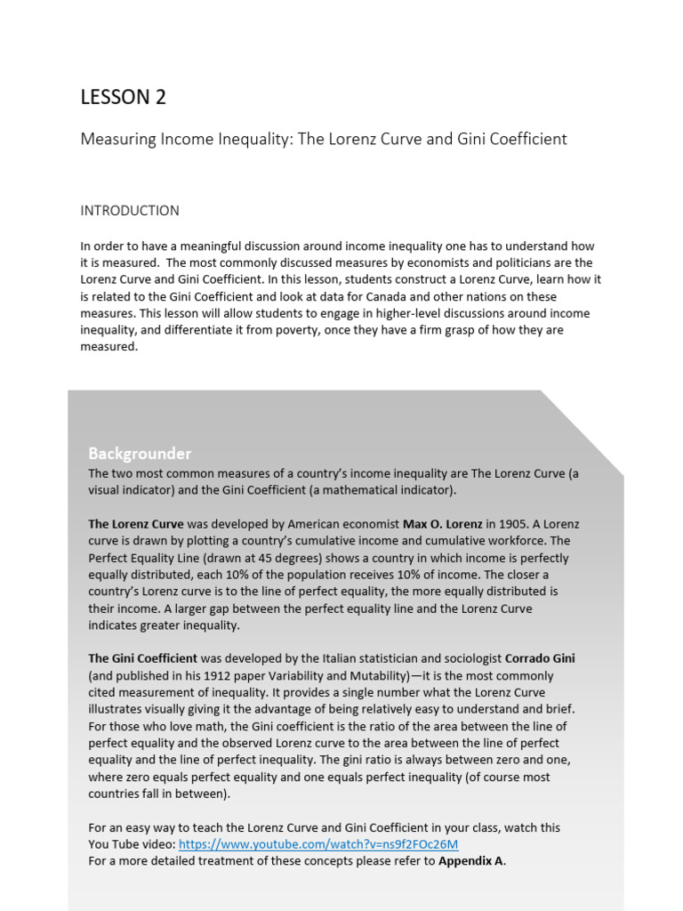 Income Inequality: Lorenz & Gini Explained | PDF | Gini Coefficient ...