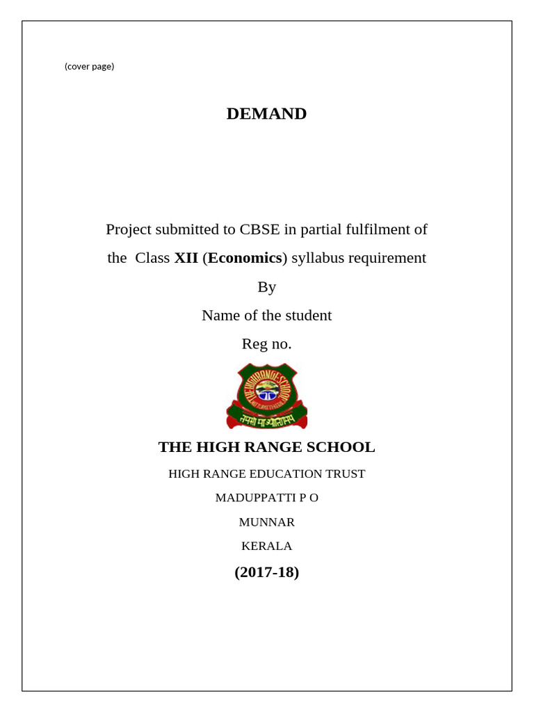 CBSE Class XII Economics Project | PDF