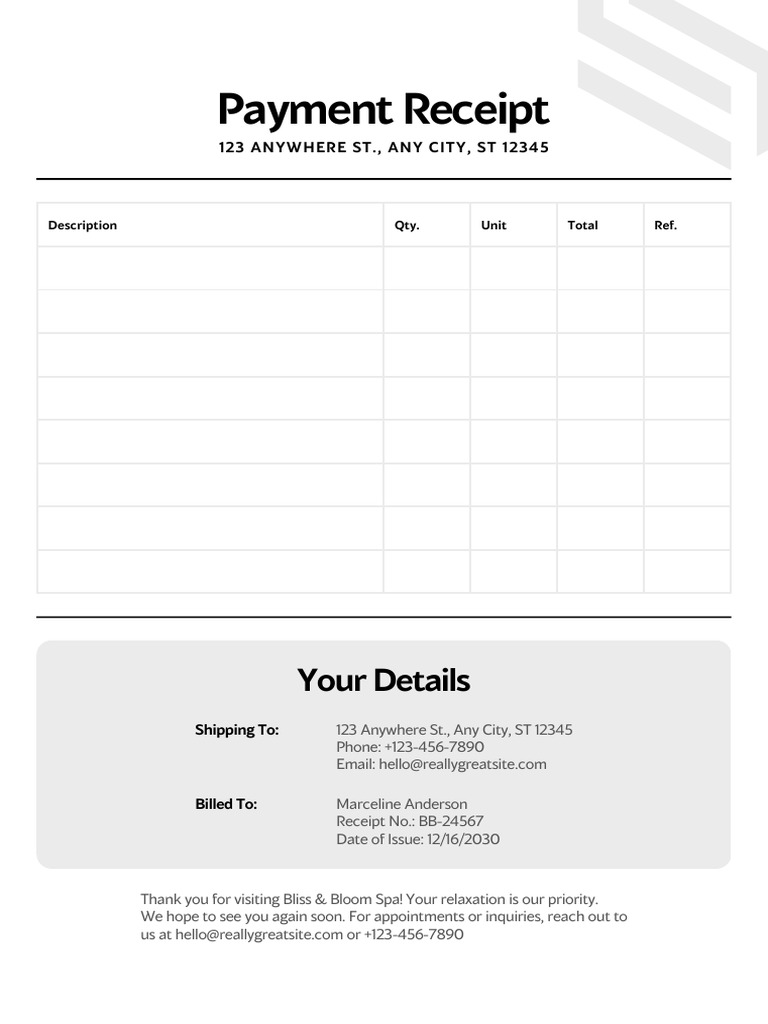 Black and White Lined Payment Receipt A4 Document - 20250804 - 210206 ...