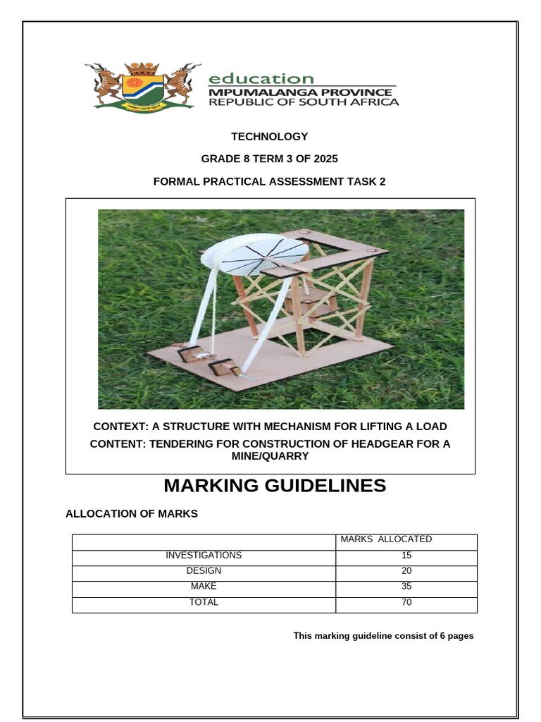 Grade 8 Pat 2 Term 3 of 2025 Marking Guideline | PDF | Mining | Concrete