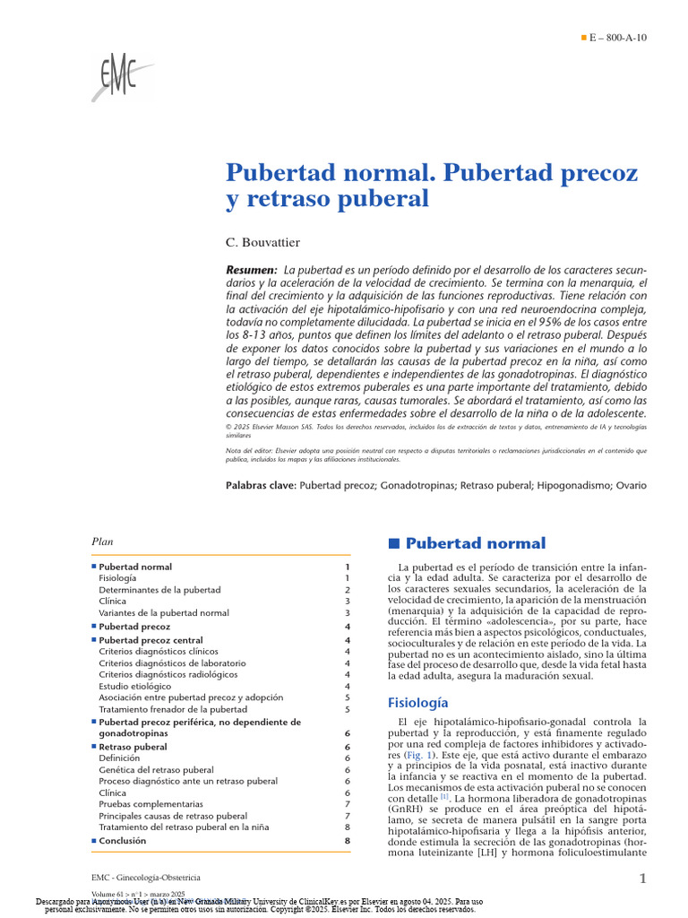 Pubertad: Normalidad, Precoz y Retraso | PDF | Pubertad | Hormona ...