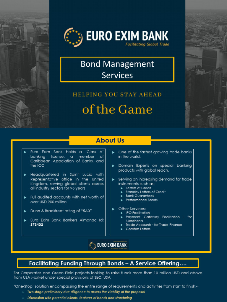 Bond Management Services Overview | PDF | Banks | Bonds (Finance)